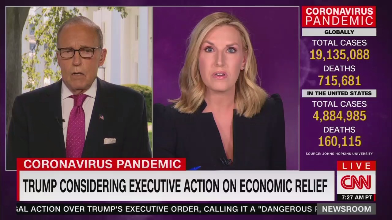 CNN anchor corrects Larry Kudlow's claim about on employment benefits ...