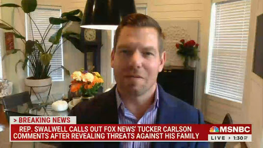 Rep. Eric Swalwell details death threats from Tucker Carlson fan who ...
