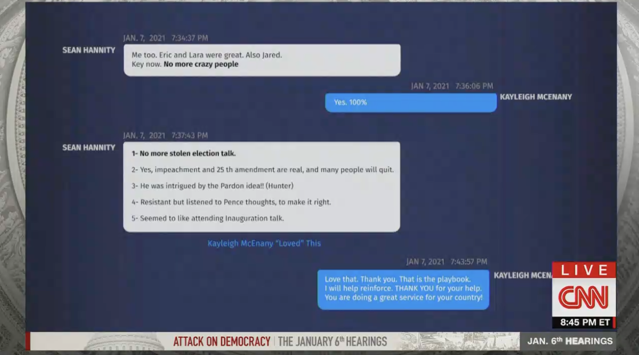 Texts from Fox personalities were presented as evidence in January 6 ...