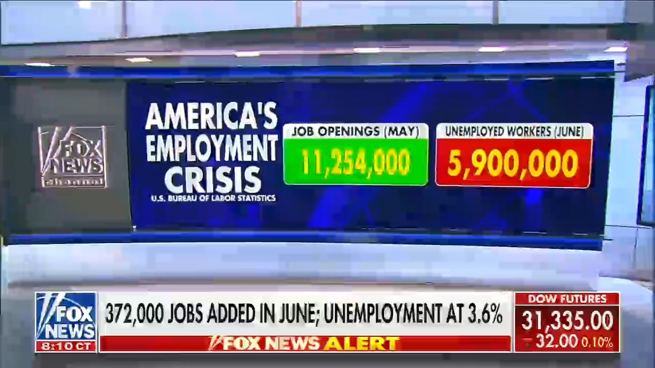 Fox News graphic suggests "employment crisis" over too many job ...