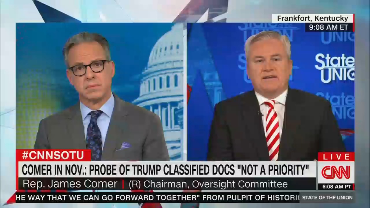 CNN's Jake Tapper calls out House Oversight Chairman James Comer for ...