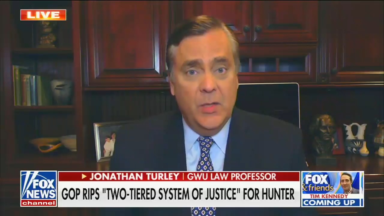 Fox contributor Jonathan Turley: "Trump is being indicted for everything short of ripping a ...