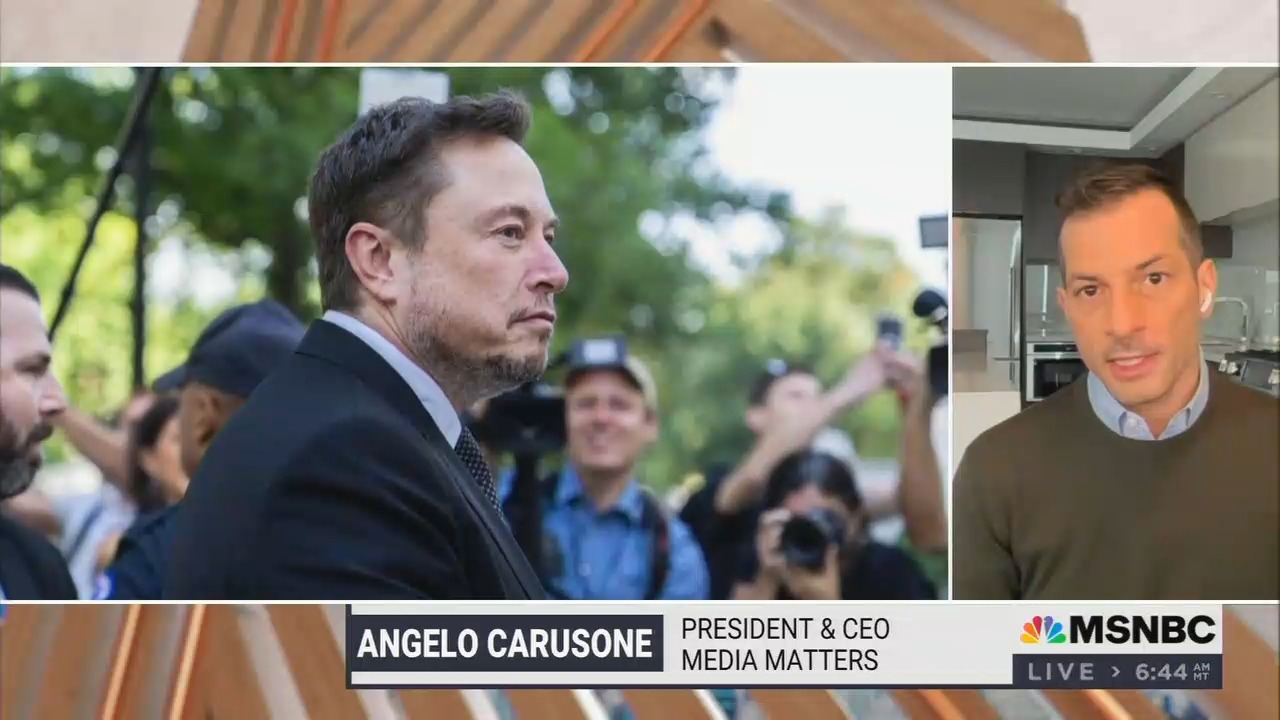 Angelo Carusone discusses Elon Musk and X on MSNBC: "No matter how you ...