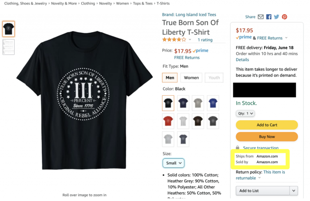 Amazon is buying and distributing merchandise associated with the Three ...