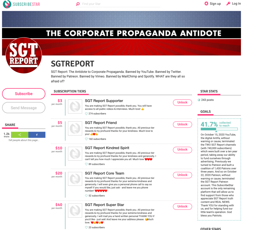 SGT Report Subscribestar | Media Matters for America