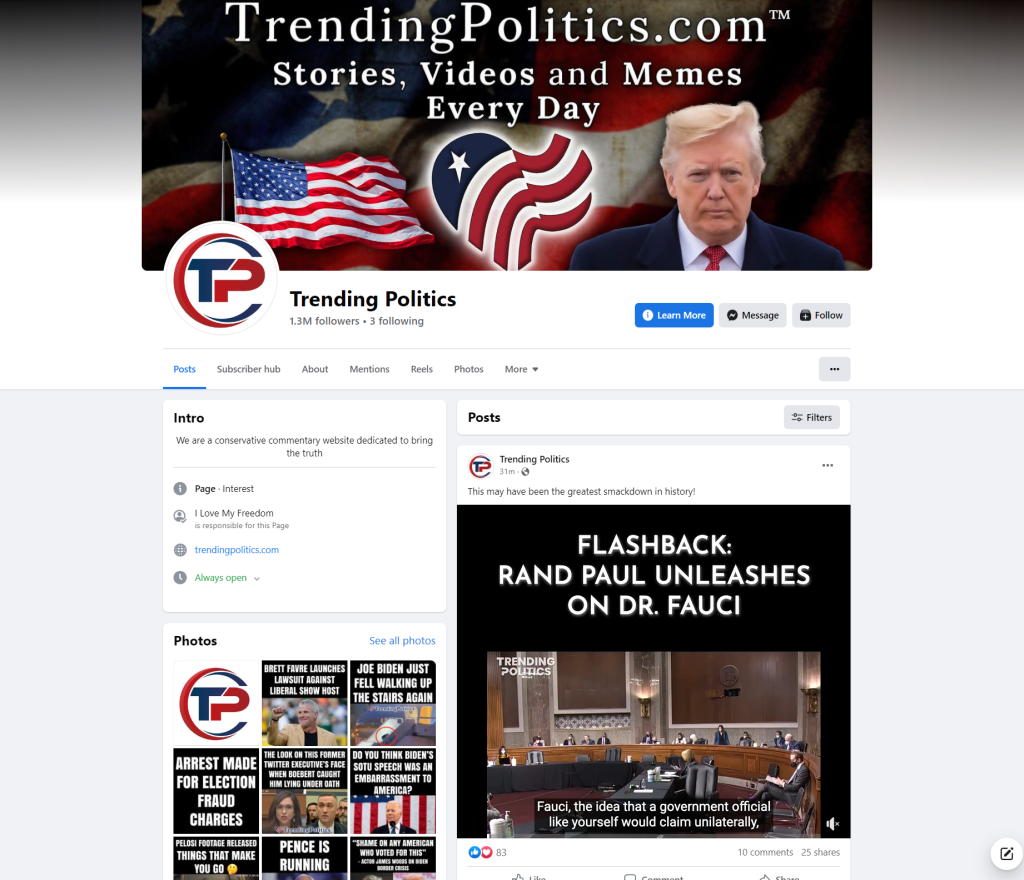 Trending Politics Facebook page | Media Matters for America
