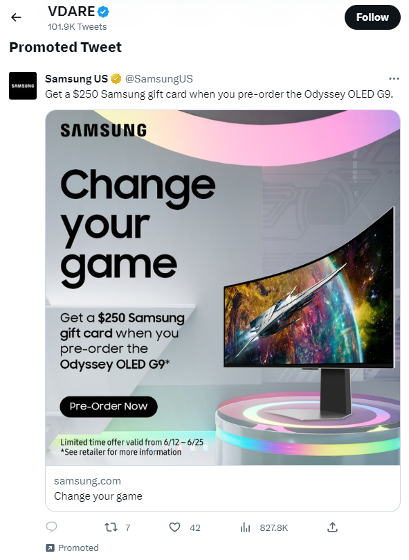 VDare Twitter ad: Samsung | Media Matters for America