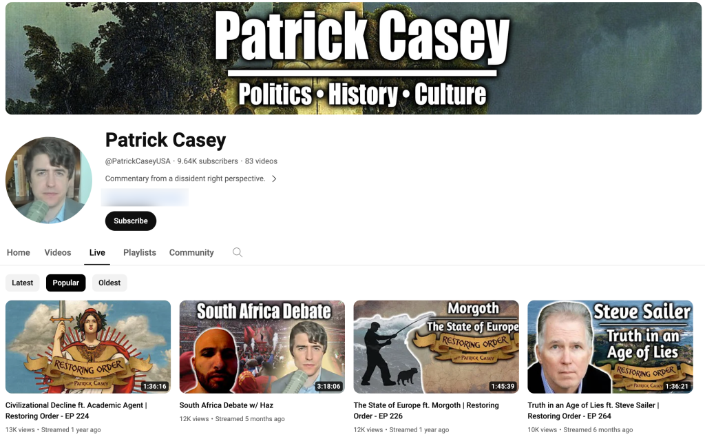 Patrick Casey YouTube | Media Matters for America