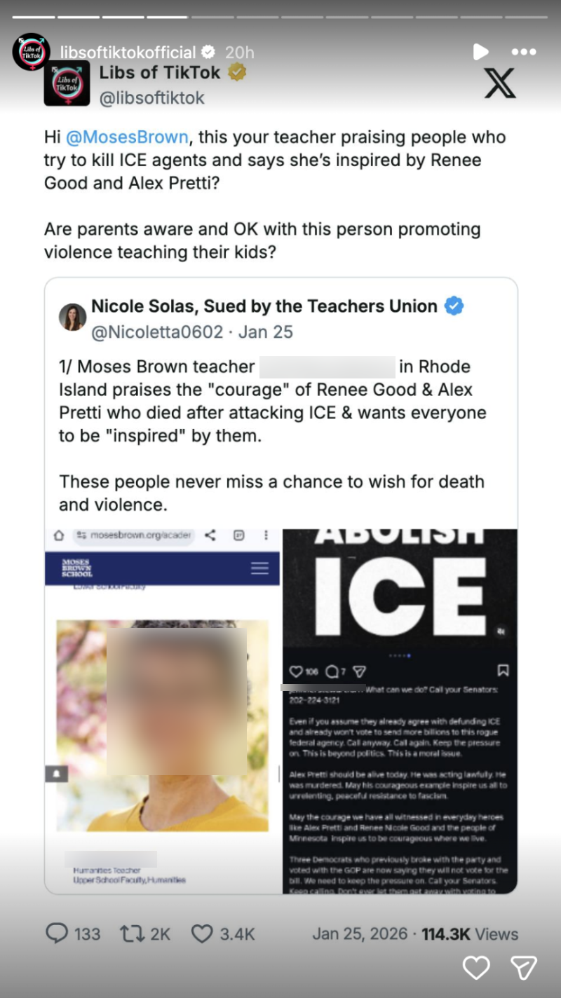 Libs of TikTok is doxxing teachers and nurses who support Alex Pretti ...